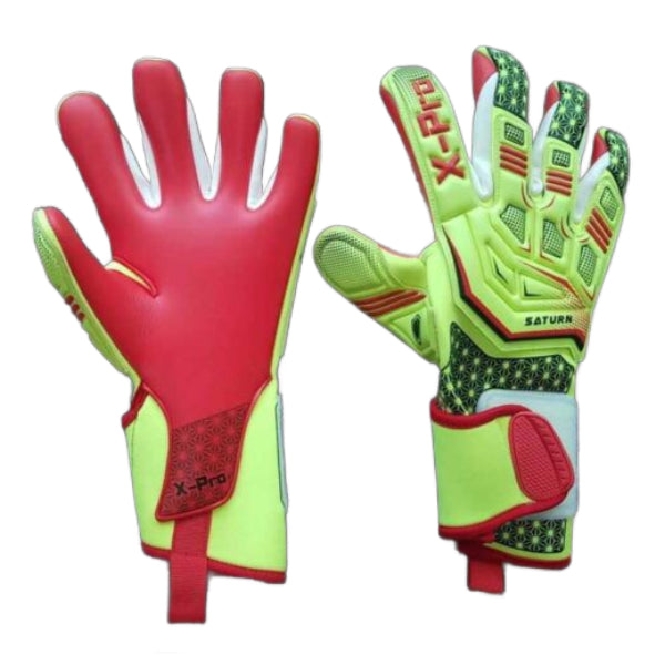 X-Pro Saturn - Hybrid Negative GK Gloves - Fluo Yellow/Red – Total Sport North East